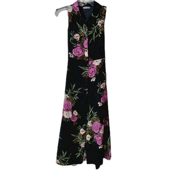 Milano | Dresses | Milan Kiss Dress Size Xl Black Floral Sleeveless ...